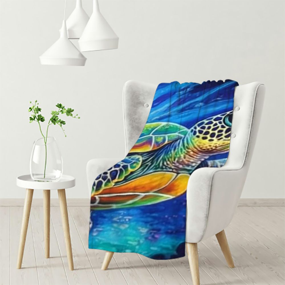WHKANG Sea Turtle Turtles Shell Waves Flannel Throw Blankets for Home ...