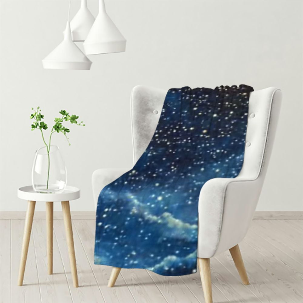 WHKANG Soft Plush Throw Blanket, Navy Blue Starry Night Sky Cozy Warm ...
