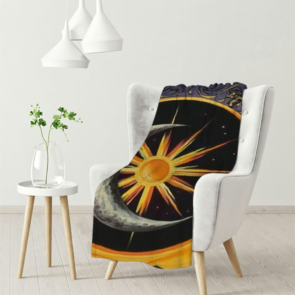 WHKANG Sun and Moon Flannel Throw Blankets, Boho Golden Sun Cozy ...