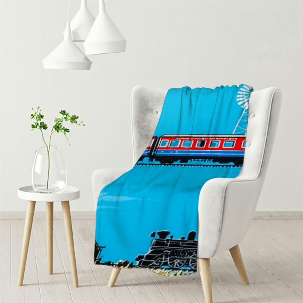 WHKANG Train Kids Boys Sherpa Blanket Retro Steam Engine Toddler Throw ...