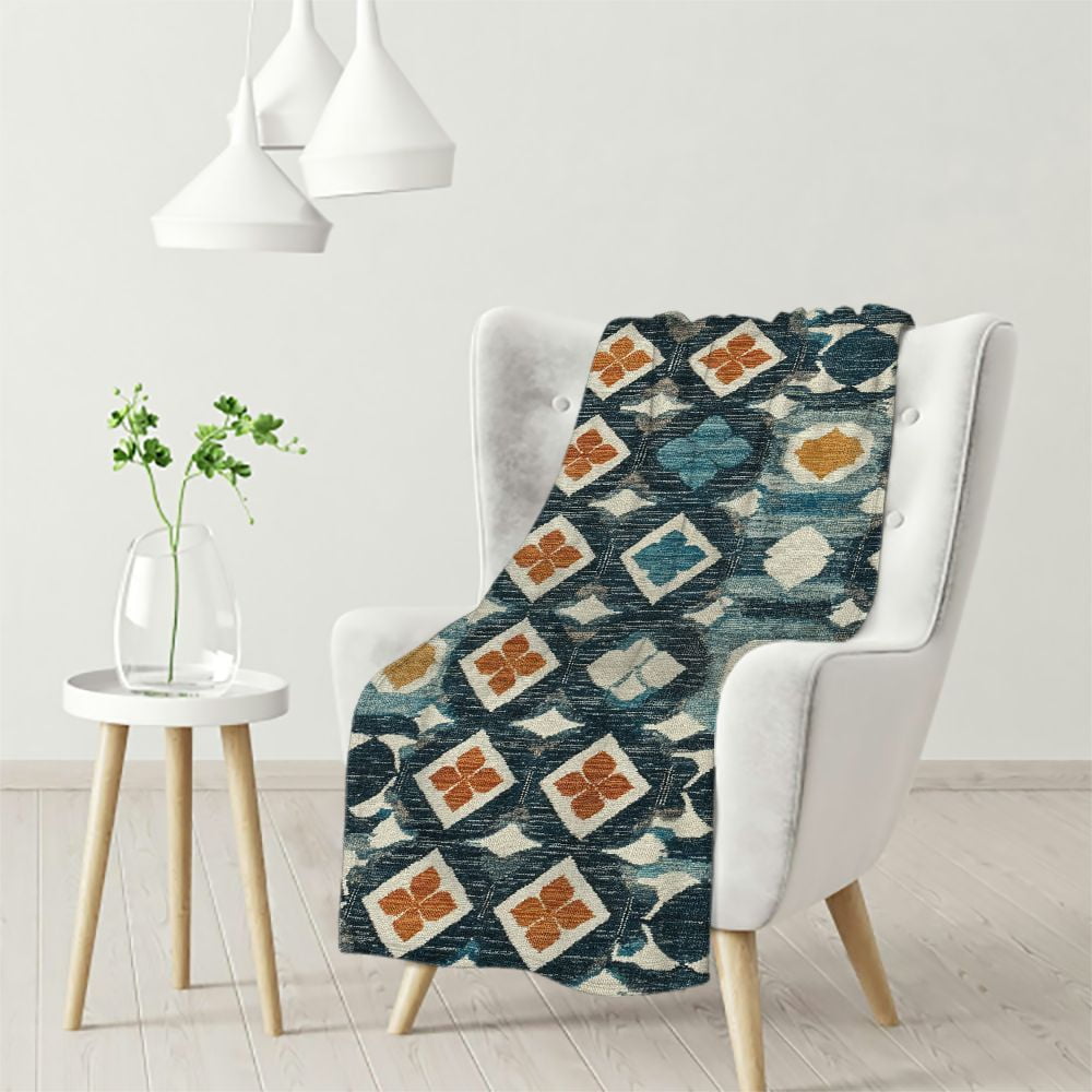 WHKANG Vintage Throw Blanket, Old Motifs with Star Shaped Flowers with ...