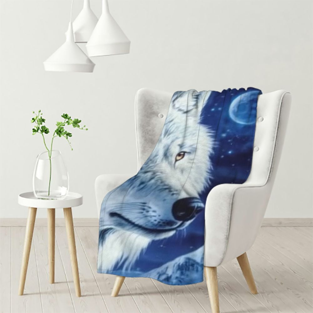 WHKANG White Wolf Blanket Super Soft Cozy Wolves Throw Blanket ...