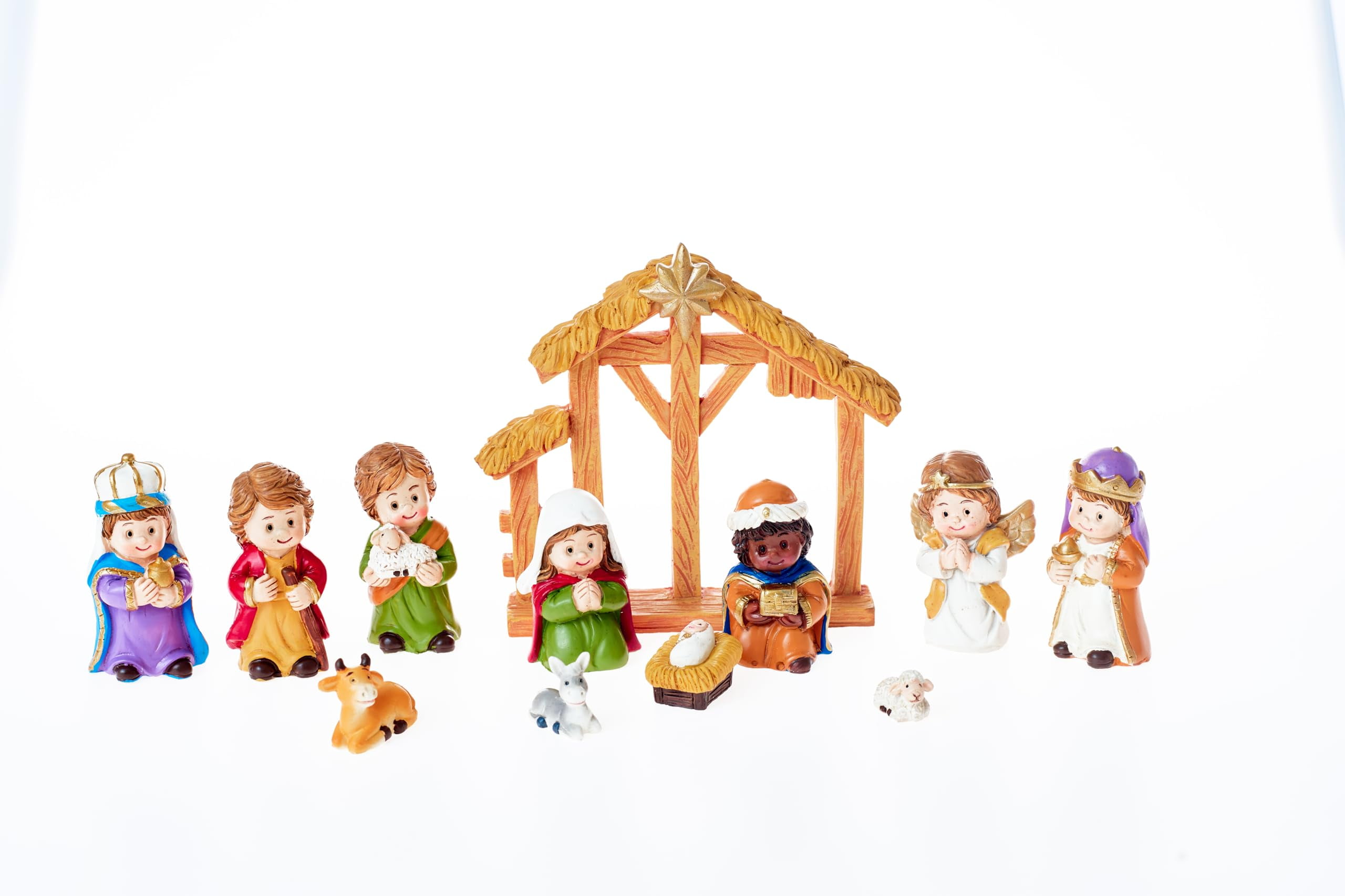 WHLHMK 12 Pcs Christmas Nativity Set, Includes 11 Small Resin Figurines ...