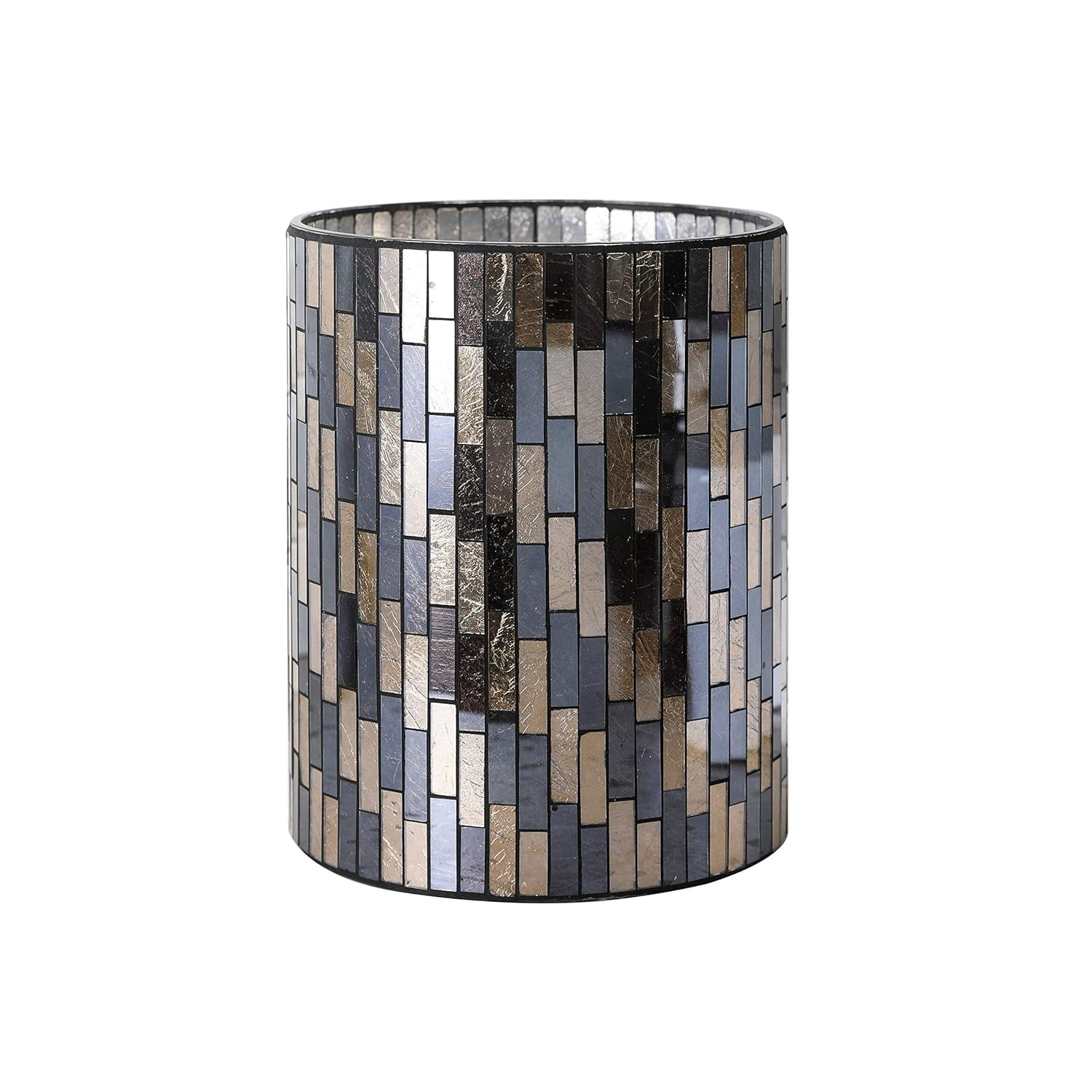 WHOLE HOUSEWARES Decorative Glass Mosaic Bathroom Wastebasket - Gold ...