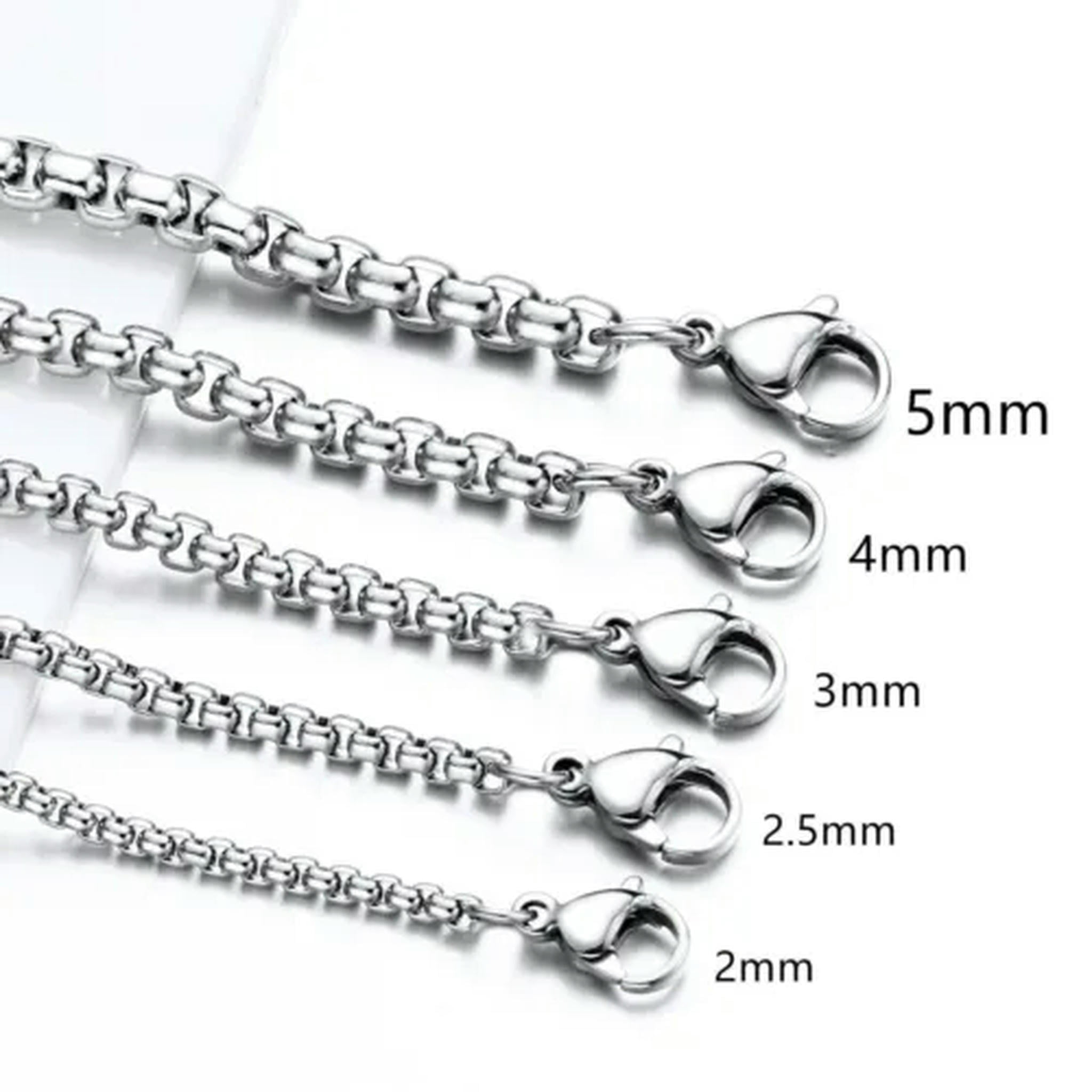 WHOLESALE 2-5mm Woman Man 316L Stainless Steel Square Rolo Box Chain 16 ...