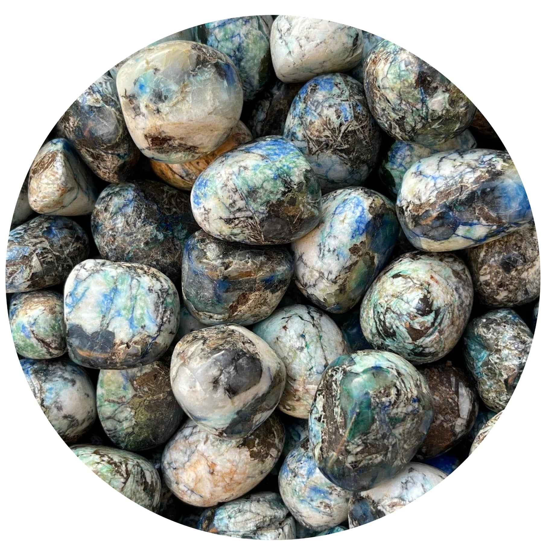 Azurite Malachite Tumbled Stones, Polished Natural Azurite Malachite ...