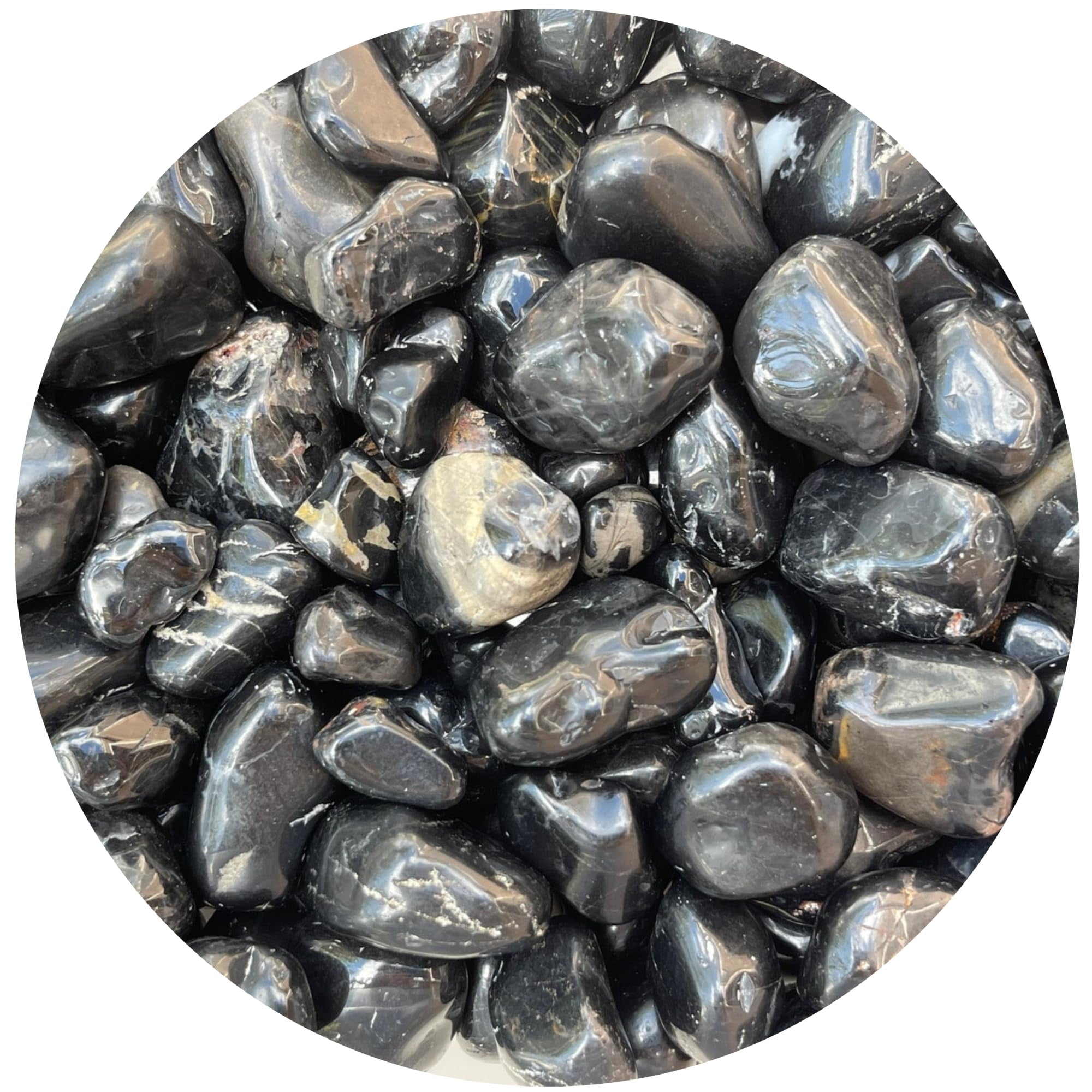 Black Onyx Tumbled Stones, Polished Natural Black Onyx Gemstone, Black ...