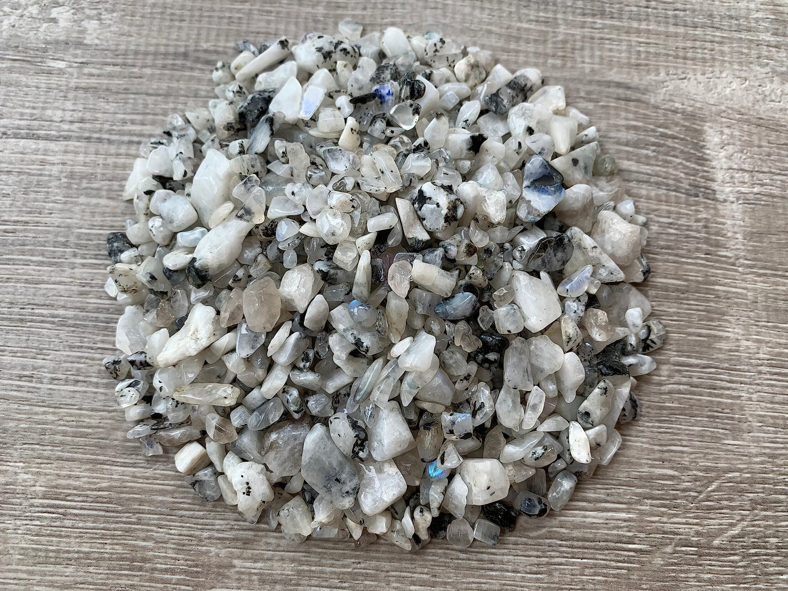 WHOLESALE Natural Rainbow Moonstone Semi Tumbled Gemstone Chips ( 2 oz ...