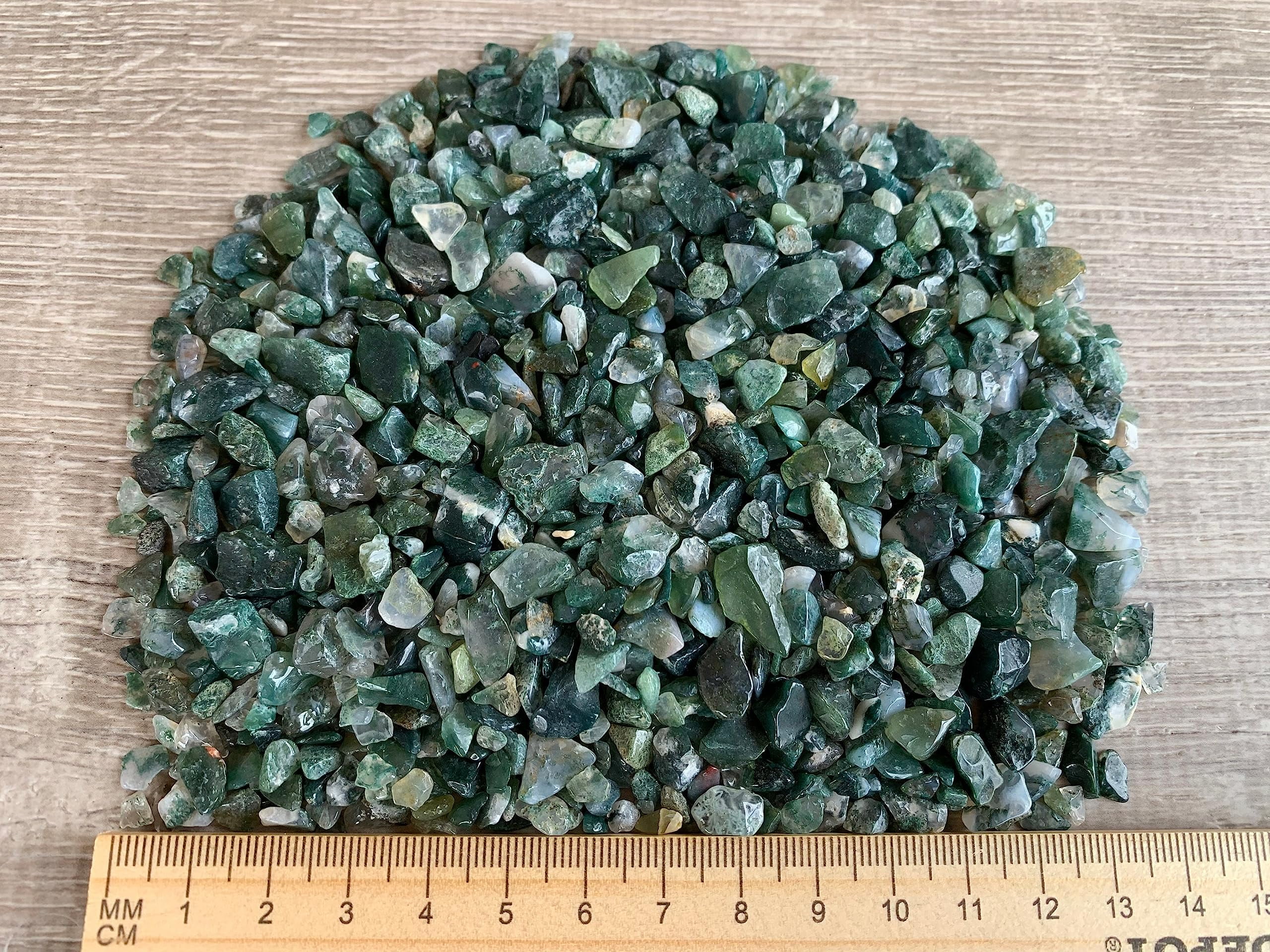 WHOLESALE Natural Semi Tumbled Moss Agate Gemstone Chips, Crushed Mini ...