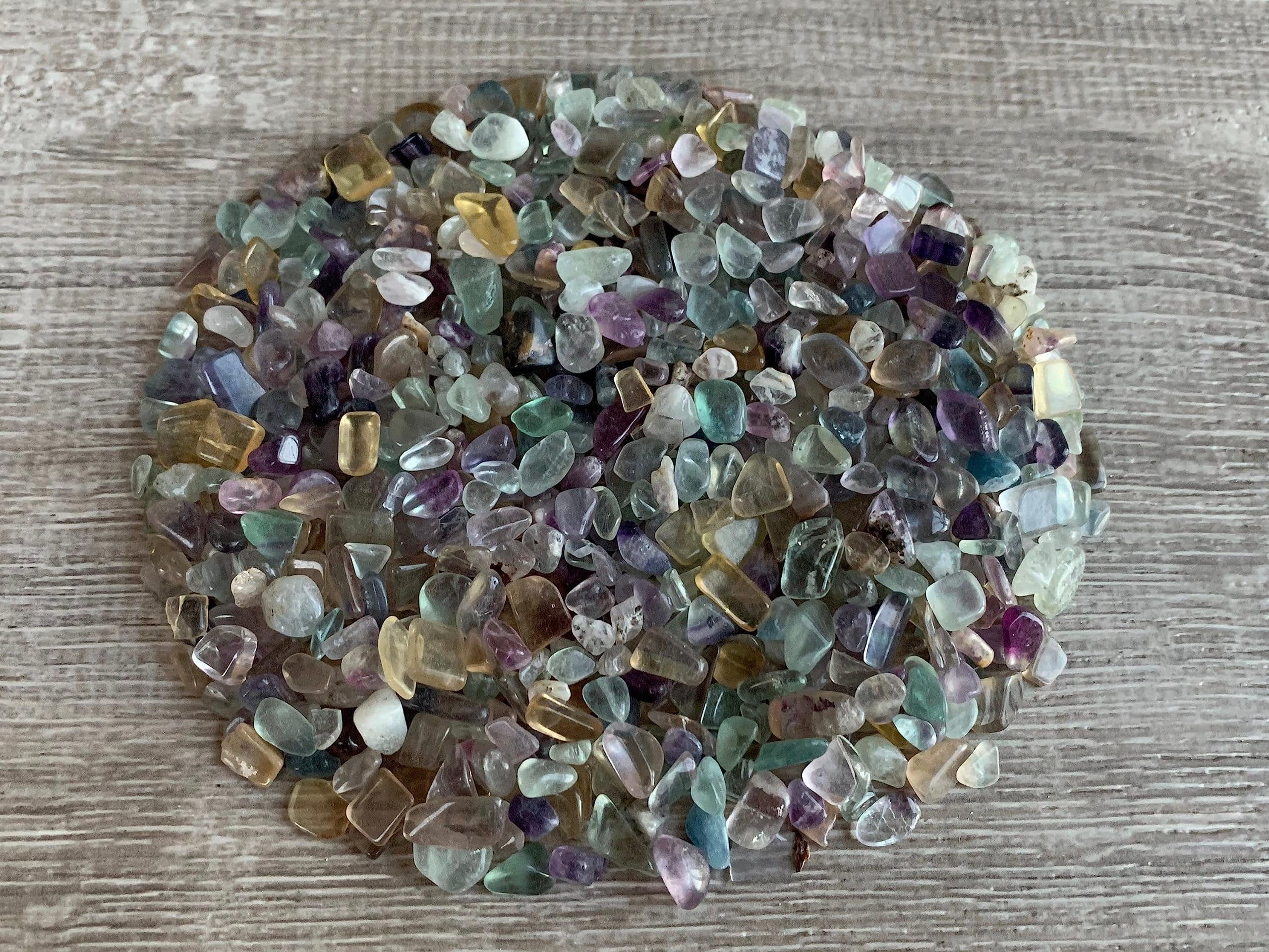 WHOLESALE Natural Semi Tumbled Rainbow Fluorite Gemstone Chips, Crushed Mini Crystals, Undrilled ...