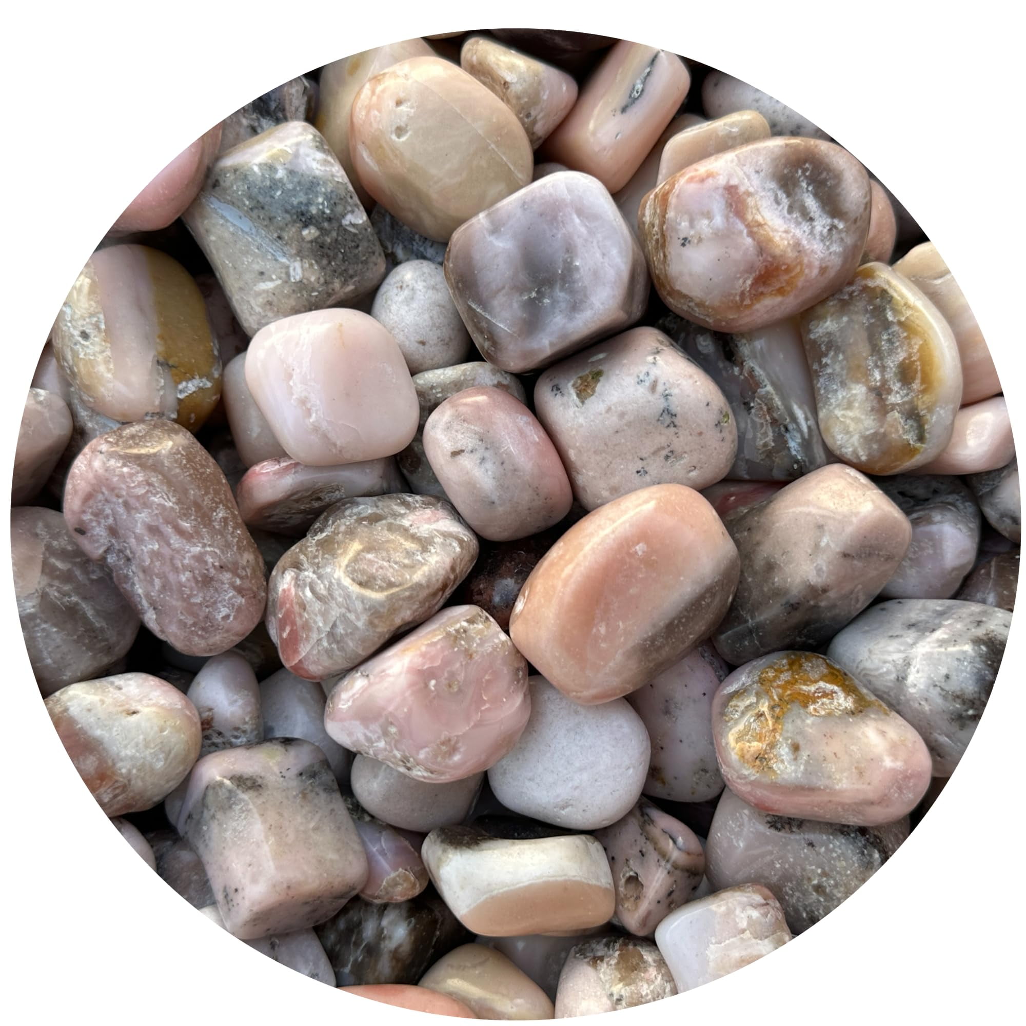 Pink Opal Tumbled Stones, Polished Pink Opal Gemstone, Pink Opal Healing Crystals (Pink Opal, 3 ...