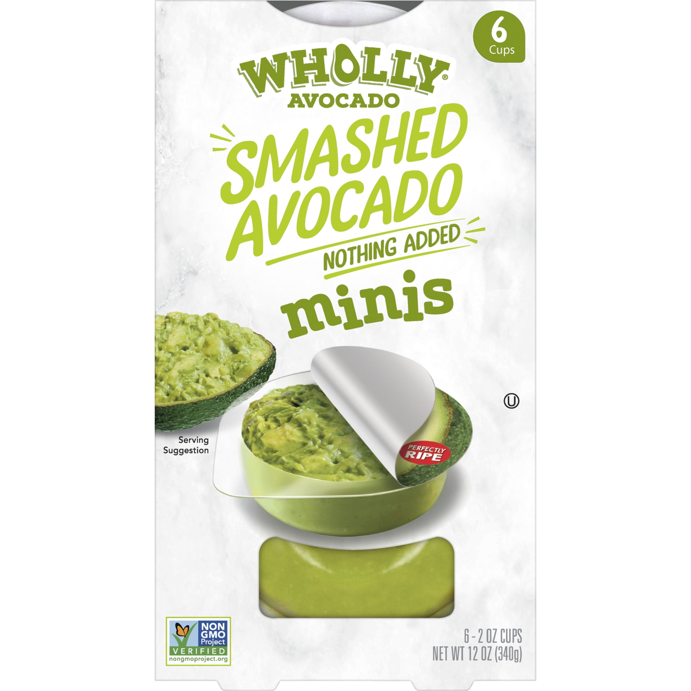 WHOLLY AVOCADO Smashed Avocado Minis, Refrigerated, 2 oz Plastic Cup (6 ...
