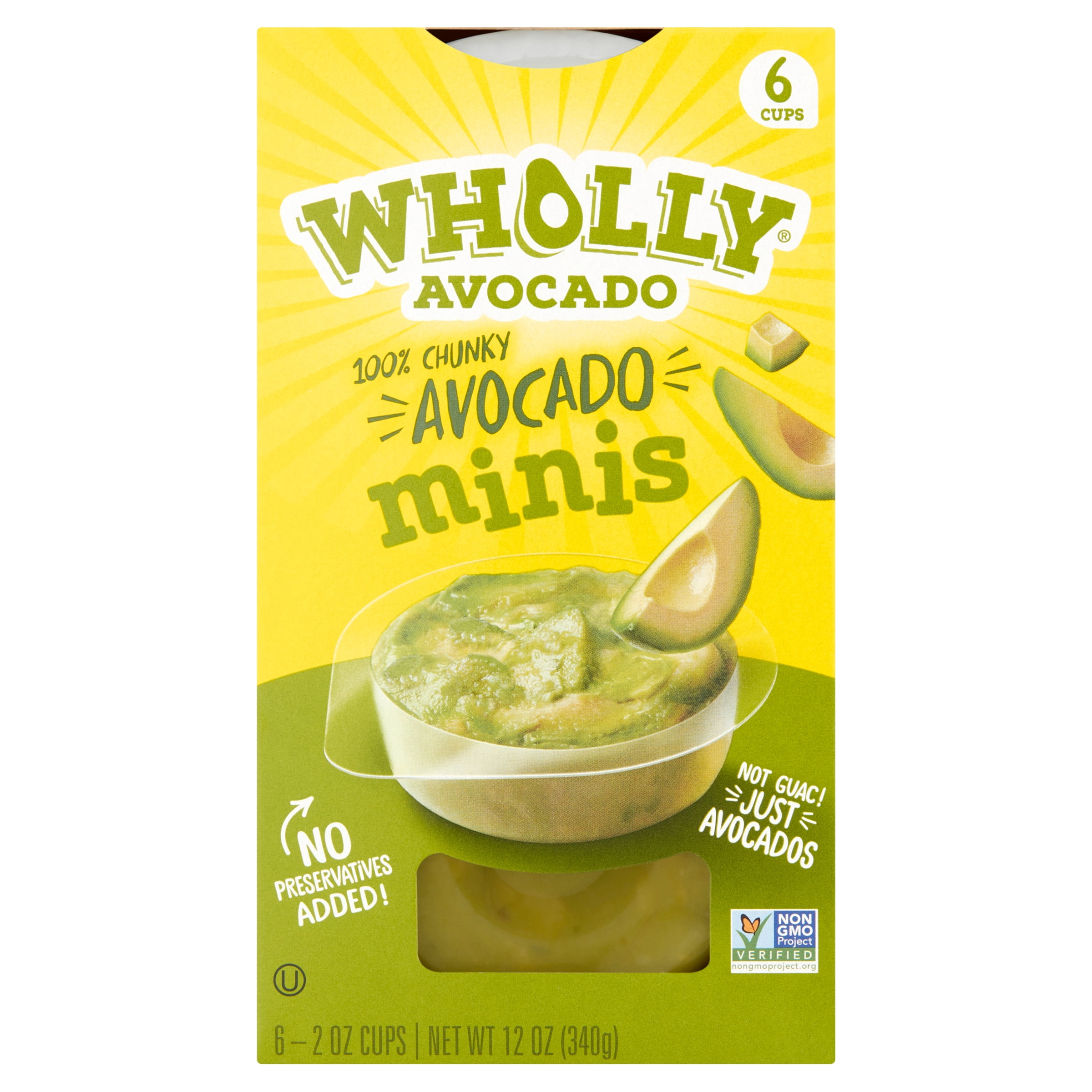WHOLLY Avocado Chunky Mini Single Serve Cups, 100% Hass Avocado, 2 oz ...