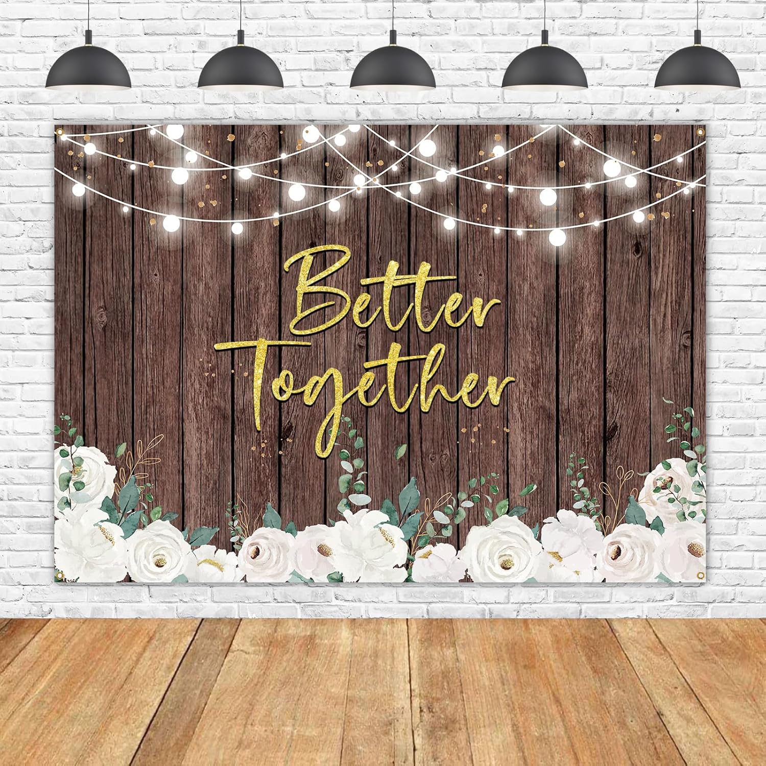 WHPCT Better Together Backdrop Wedding Photo Bridal Shower White Flower ...