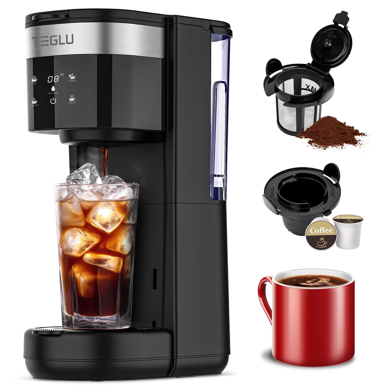 Kuhitley Single Serve Coffee Maker with 6 to 14oz Reservoir Fits Travel ...