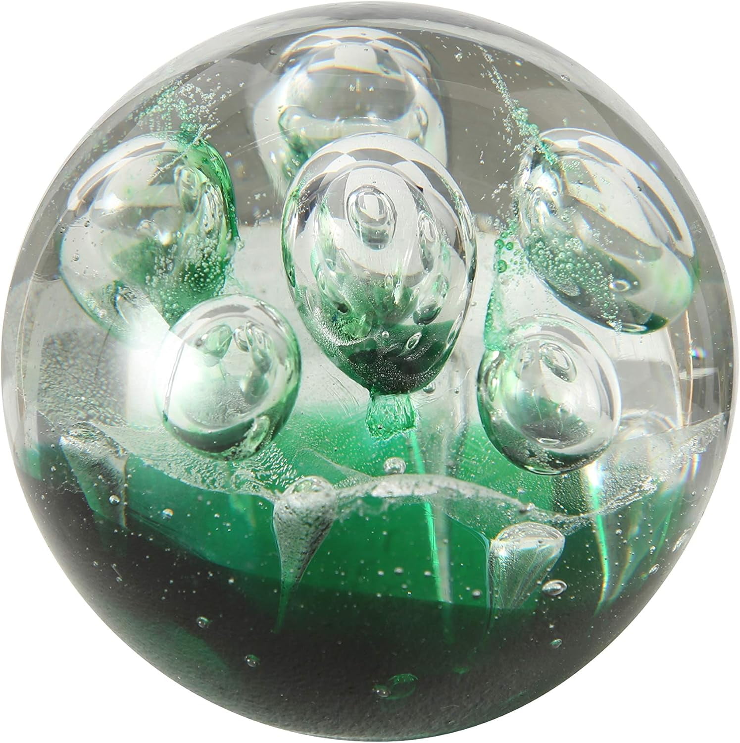 WHW Emerald Green Dynamic Bubbles, Paperweight, Handcrafted Art Glass ...