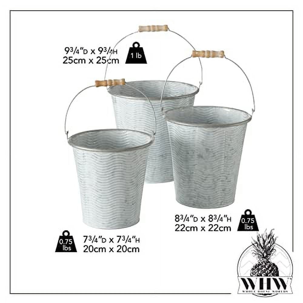 WHW Whole House Worlds 3 Piece Nesting Bucket Planter Set, Corrugated ...