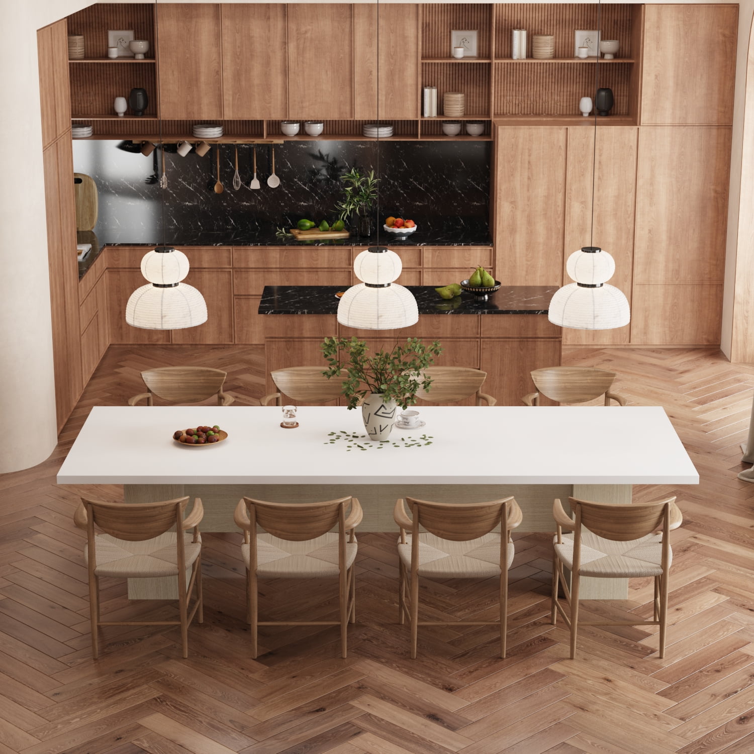 WIAWG 126" W Large Dining Table, 10.5 Ft Rectangular Kitchen Tables for ...