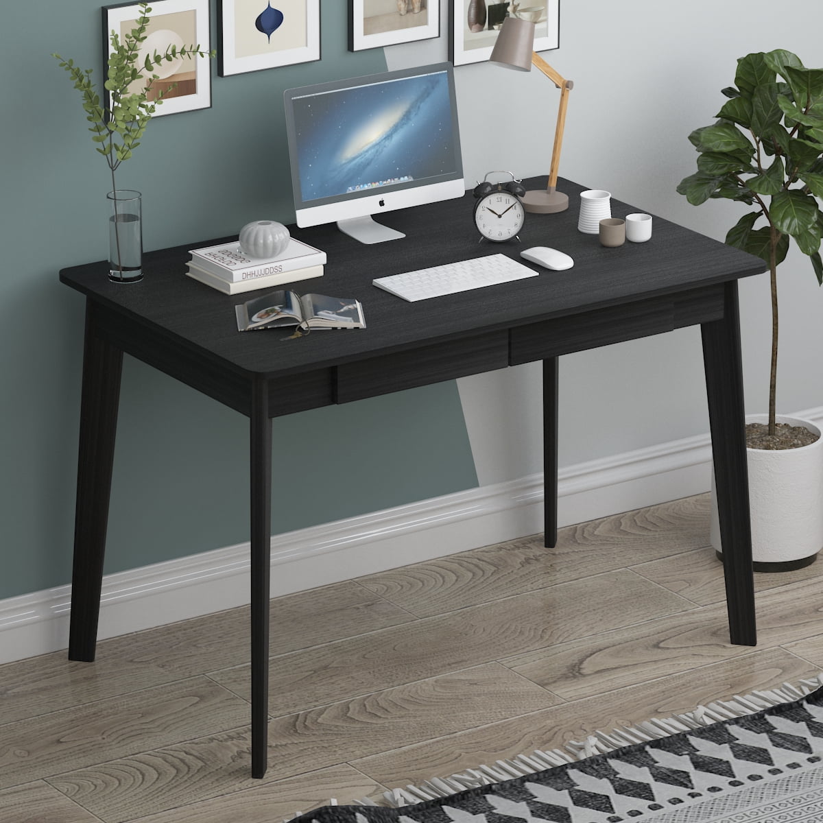 WIAWG 39" Modern Home Office Desk, Computer Table Workstation Table ...