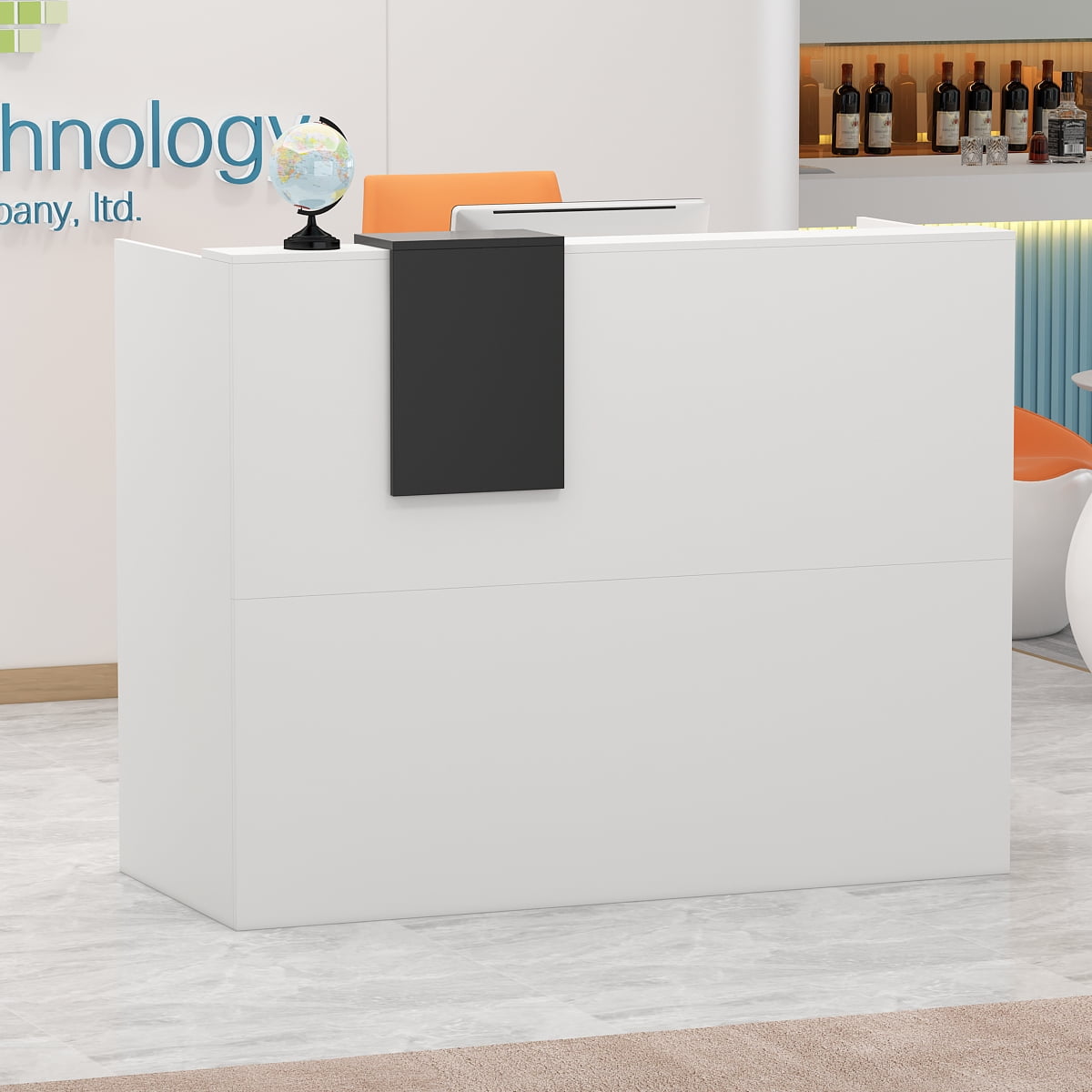WIAWG Sleek Home Office Work Reception Desk, Modern Front Desk with ...