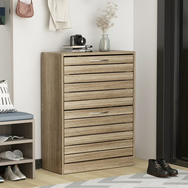 WIAWG Modern Shoe Storage Cabinet with 2 Compartments for Entryway ...