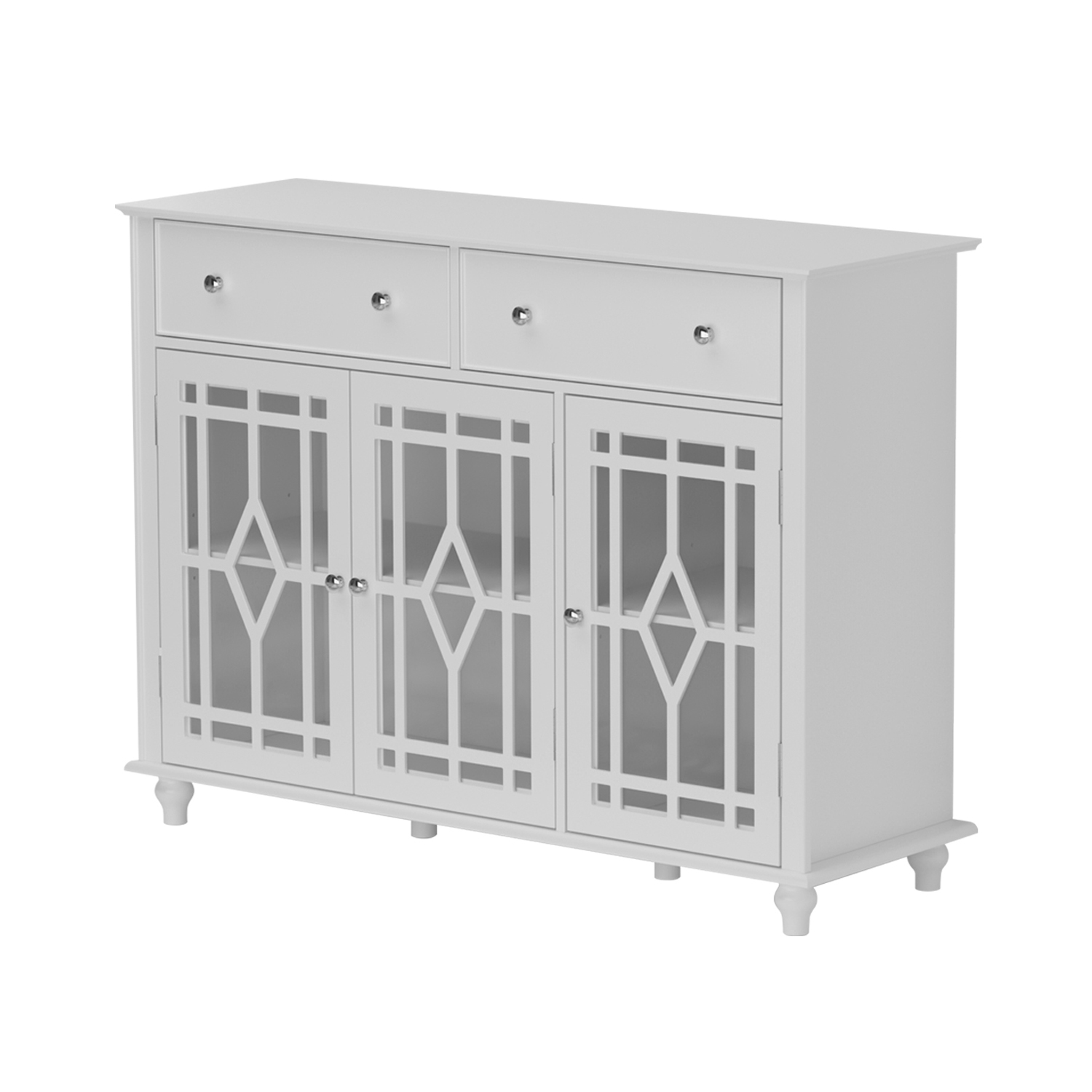 WIAWG Sideboard Buffet with Glass Door and Adjustable Shelf, 3-Door ...