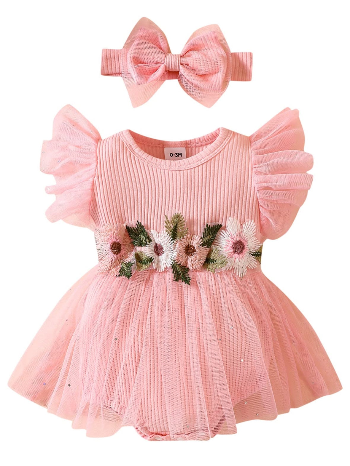 WIBACKER 0-18M Infant Baby Girl Summer One-piece Outfit Ruffles Sleeve ...