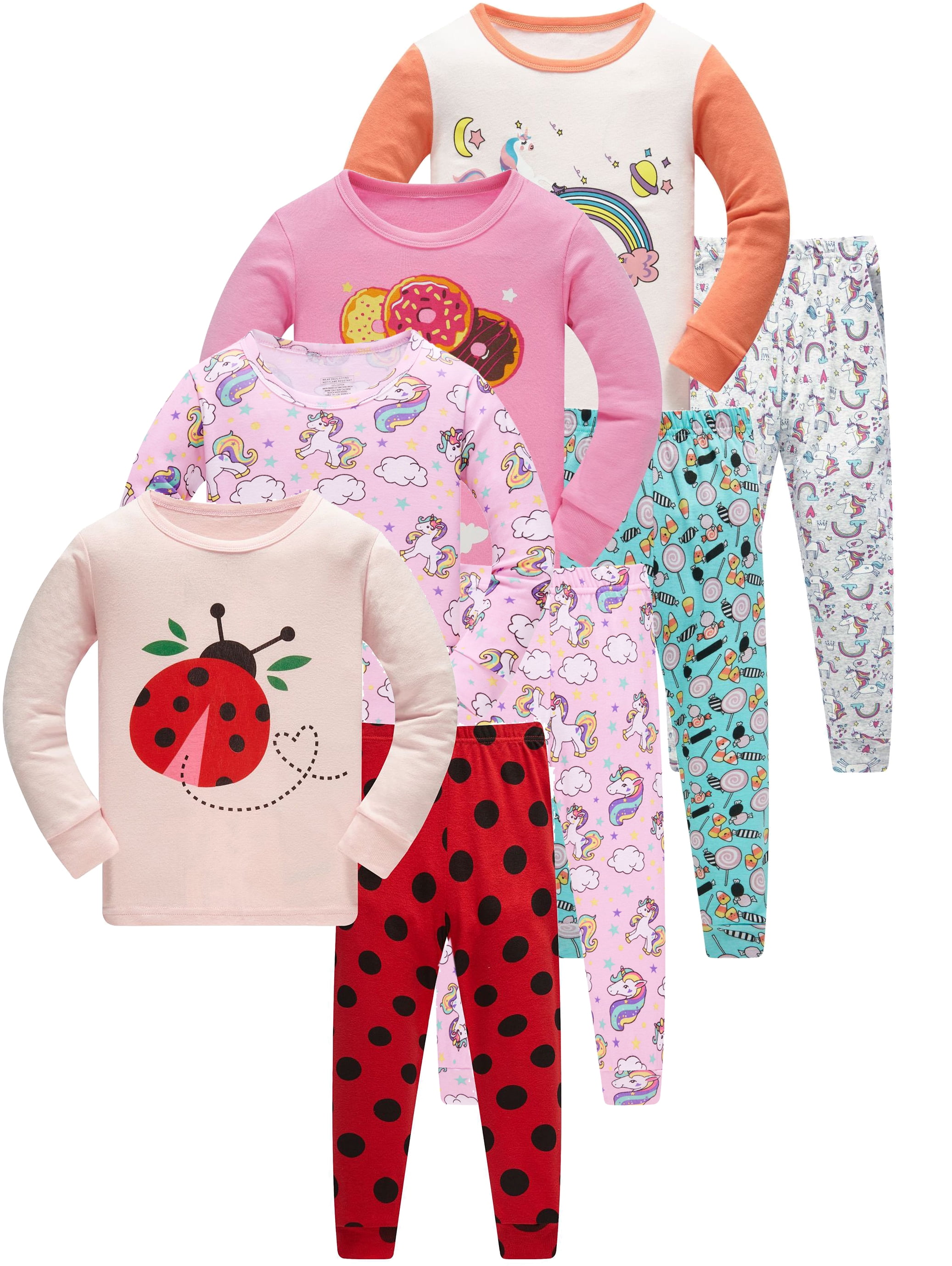 WIBACKER 1-10 Year Girls' 2-Piece Pajamas Set Long Sleeve Sleepwear Pjs ...