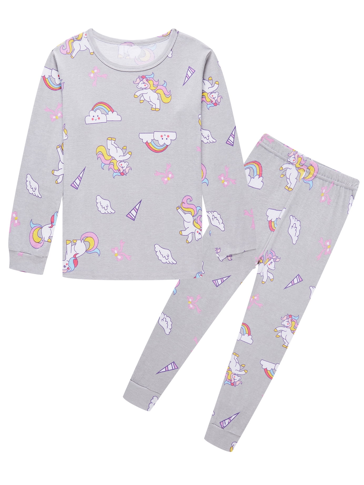 WIBACKER 1-10 Years Girls' Long Sleeve Top and Pants Snug Fit 100% Cotton 2 Piece Pajama Set ...