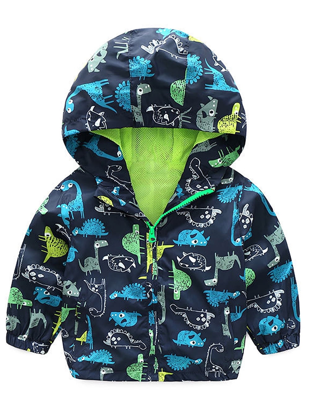 WIBACKER 1-5T Toddler Boys Thin Waterproof Hooded Jackets Mesh Lined Raincoats for Kids ...