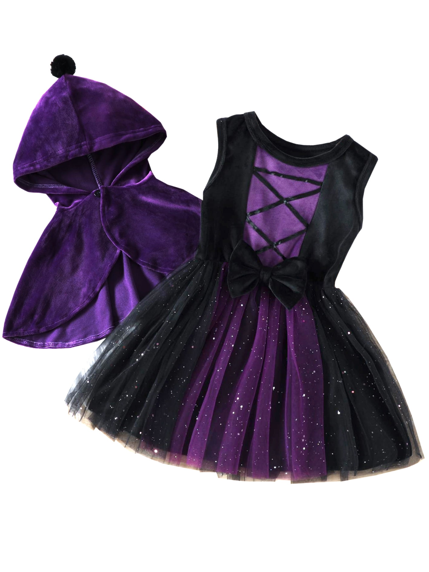 WIBACKER 1-6T Toddler Girls Witch Costume Kids Halloween Party Cosplay Ball Gown Tulle Dress ...