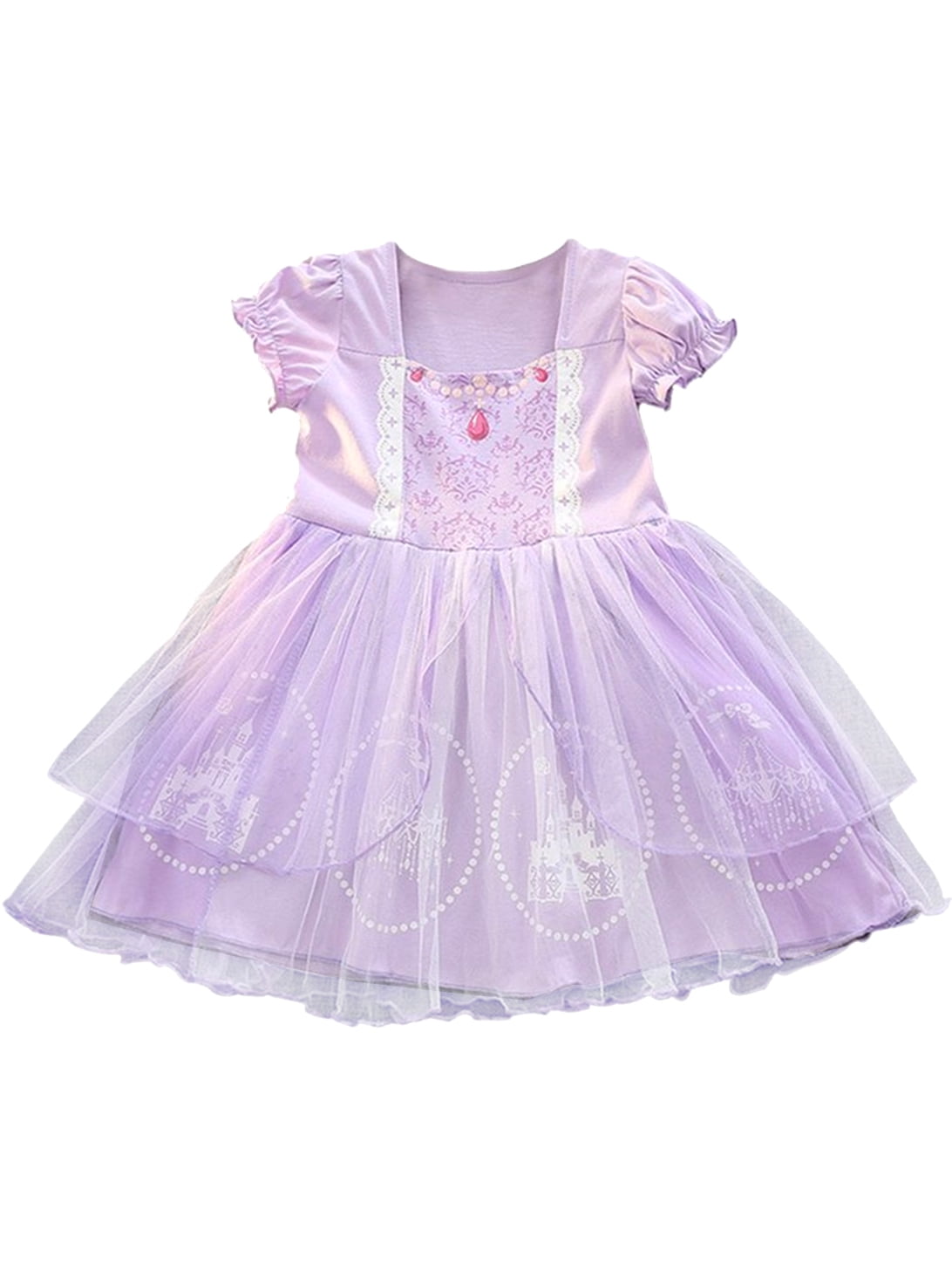 WIBACKER 1-6Y Girls Purple Princess Costumes Dresses Fancy Dress Up ...