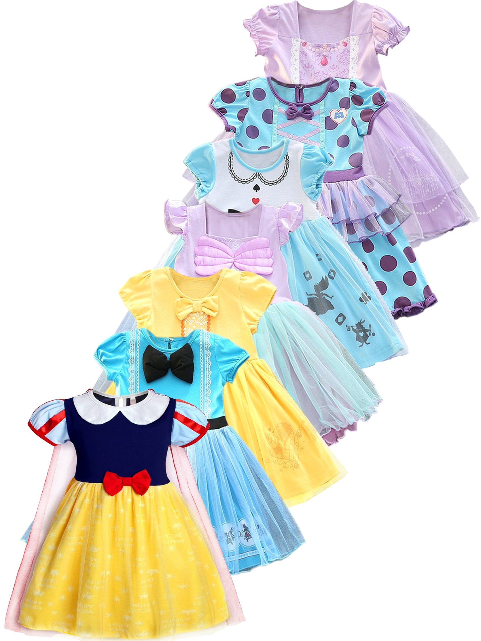 WIBACKER 1-6Y Girls Snow Princess Costumes Dresses with Cape Kids Fancy ...