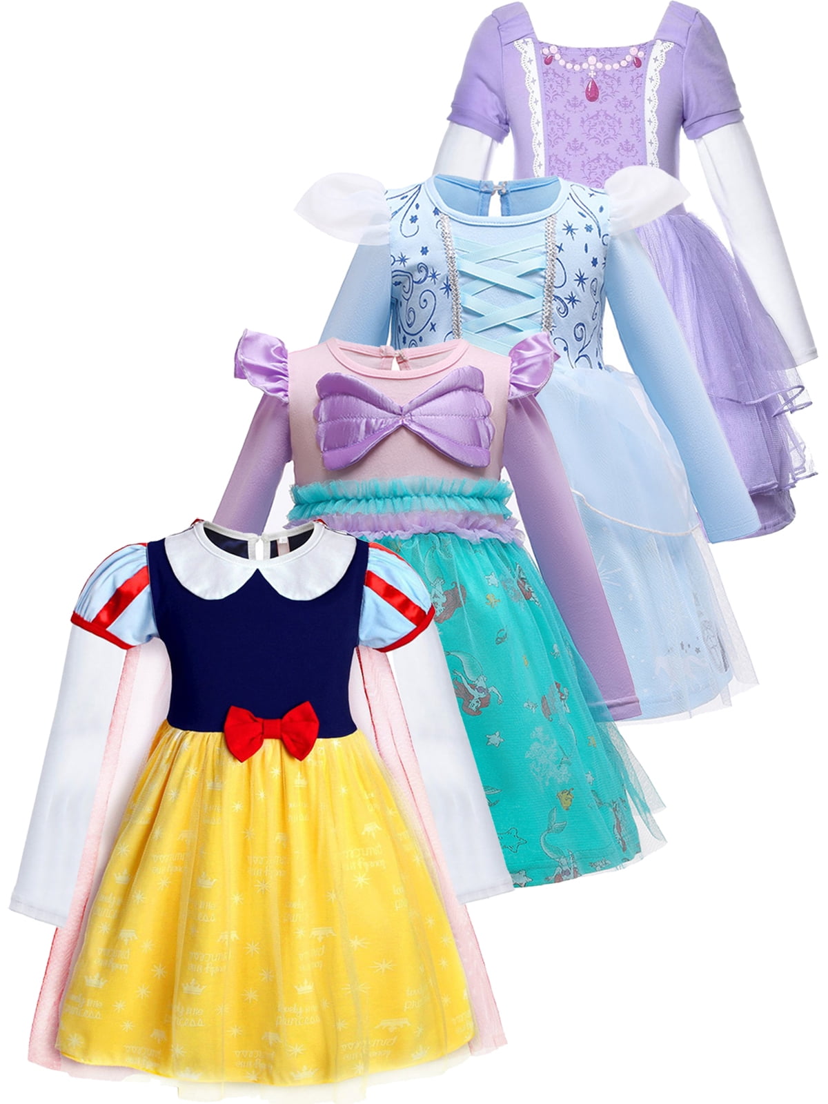 WIBACKER 1-6Y Girls Snow Princess Costumes Dresses with Cape Kids Fancy ...