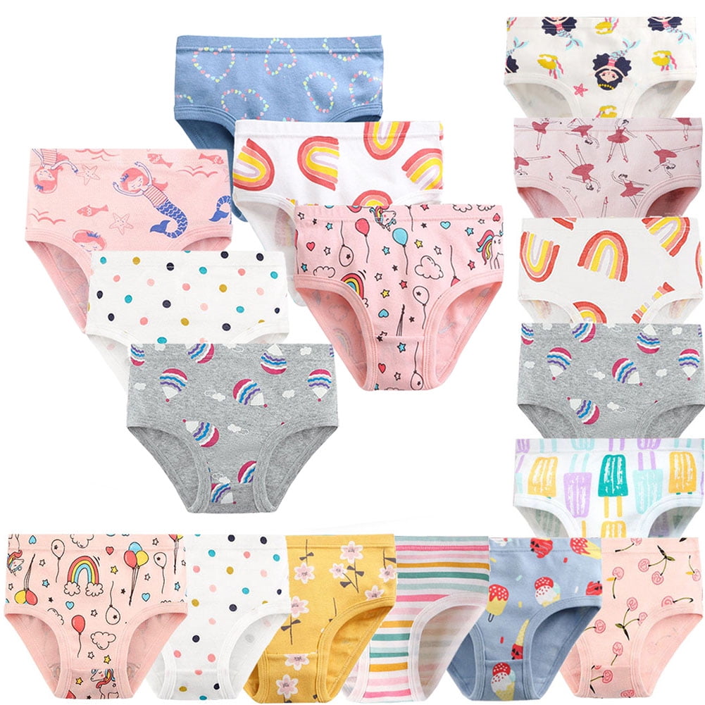 WIBACKER 100% Cotton Briefs for 2-10T Girls 6 Pack Panties, Kids ...