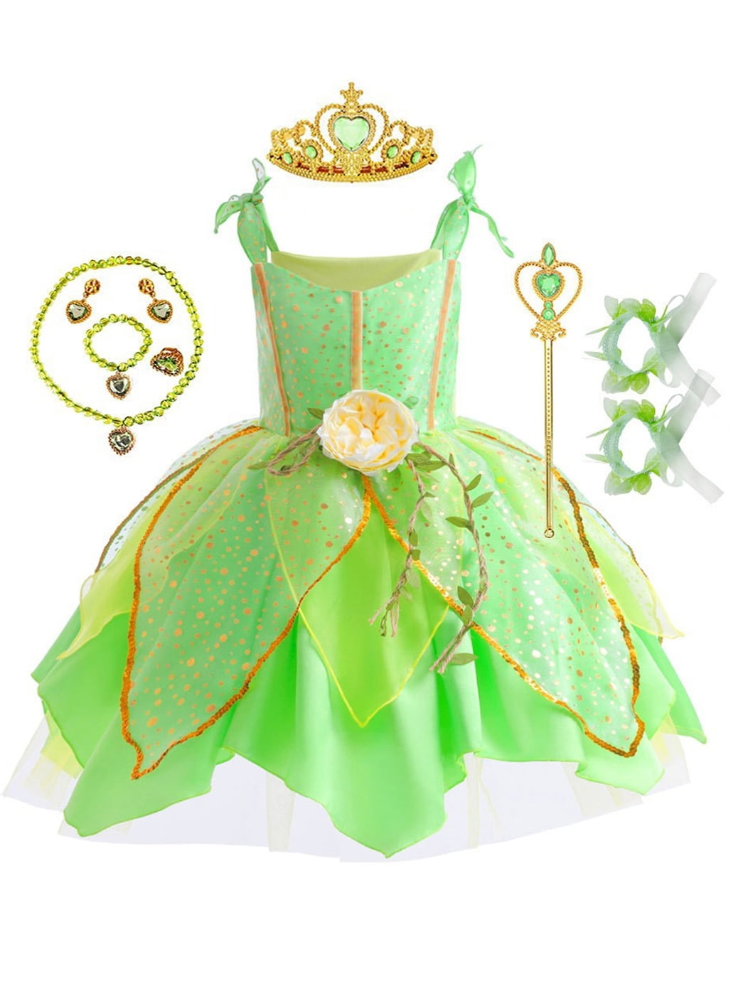WIBACKER 2-10Y Green Fairy Princess Dresses for Girls Christmas ...