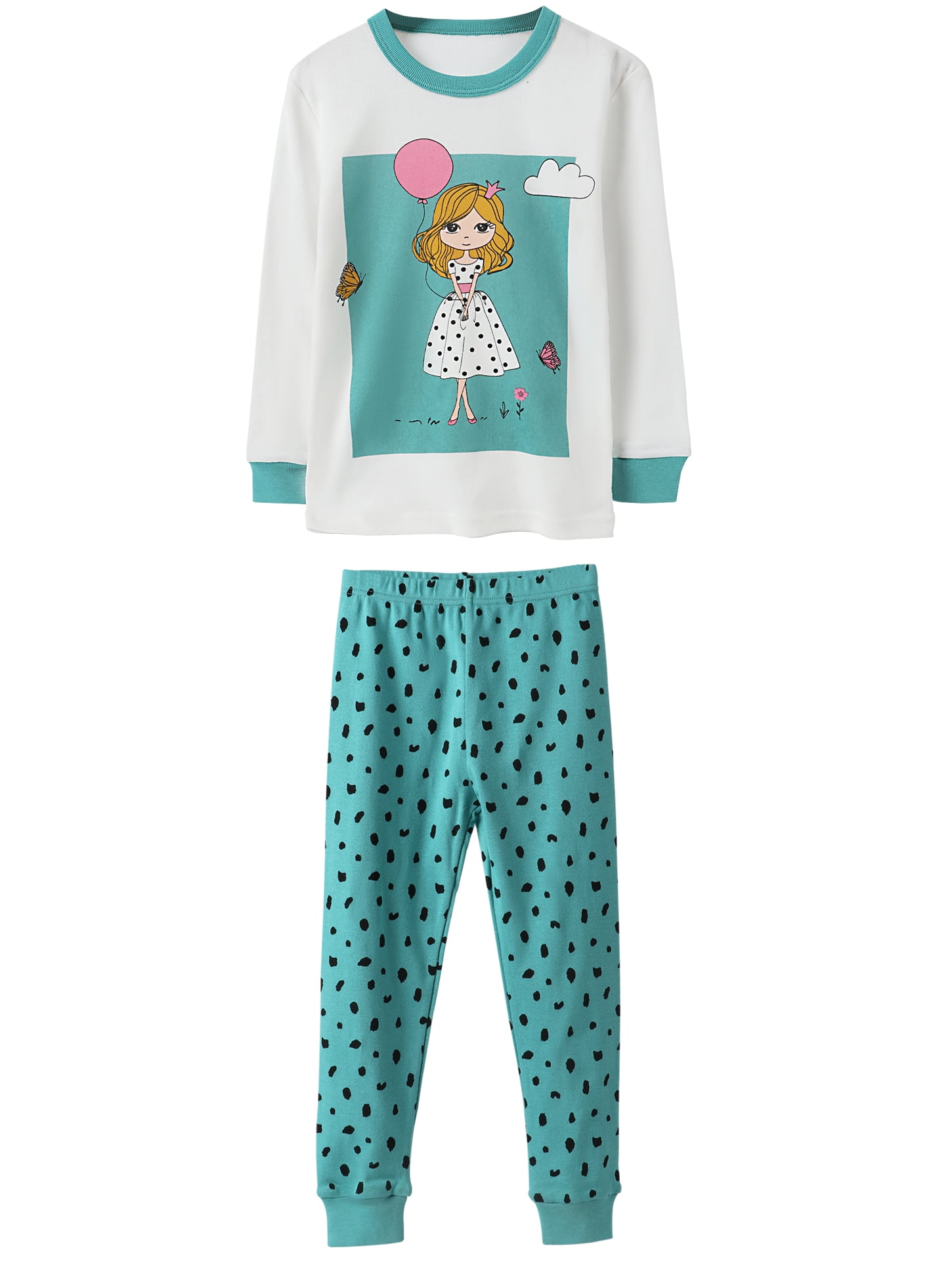 WIBACKER 2-7 Years Toddler and Little Girls' Long Sleeve Top and Pants Snug Fit 100% Cotton 2 ...