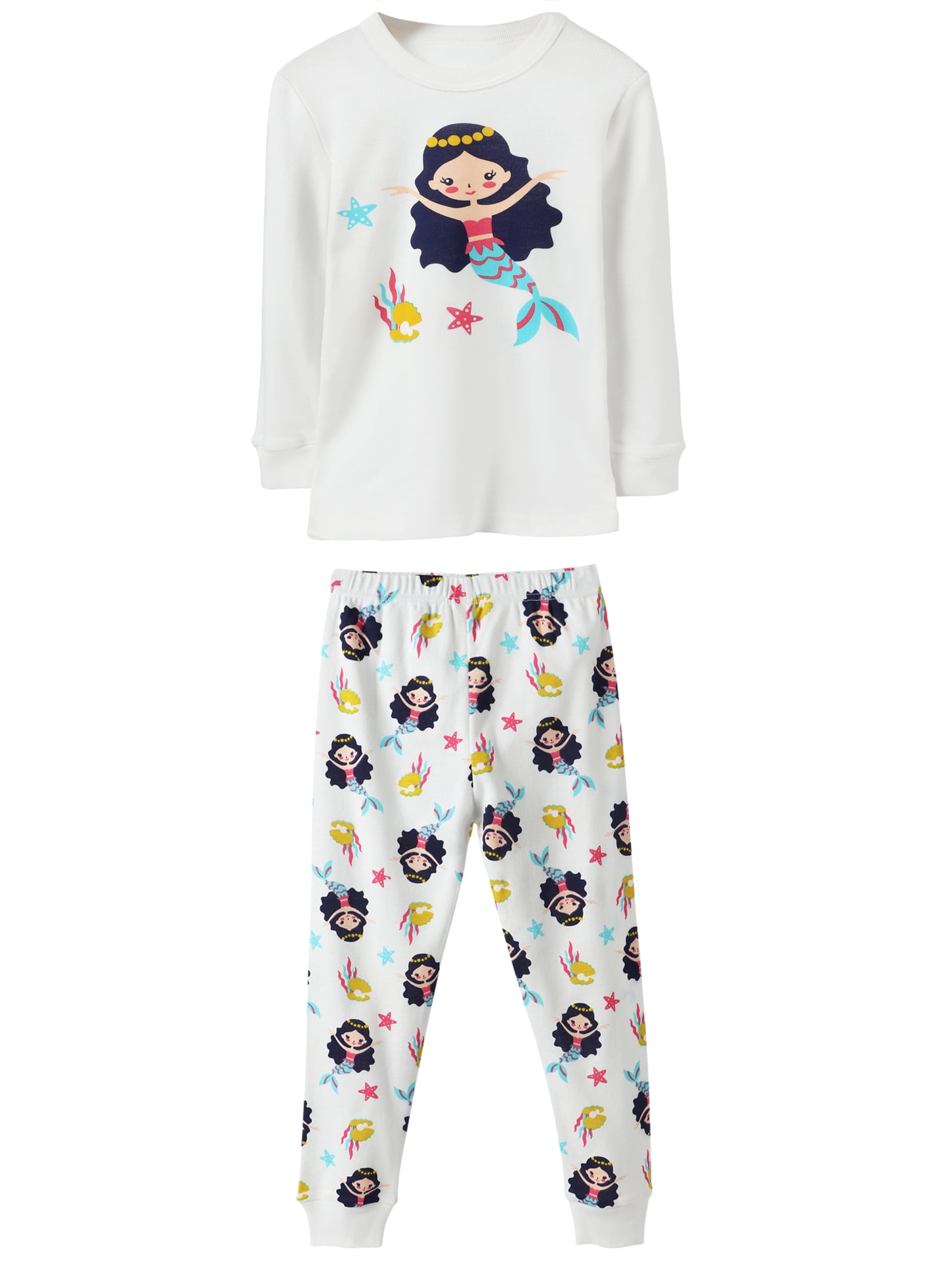 WIBACKER 2-7 Years Toddler and Little Girls' Long Sleeve Top and Pants Snug Fit 100% Cotton 2 ...