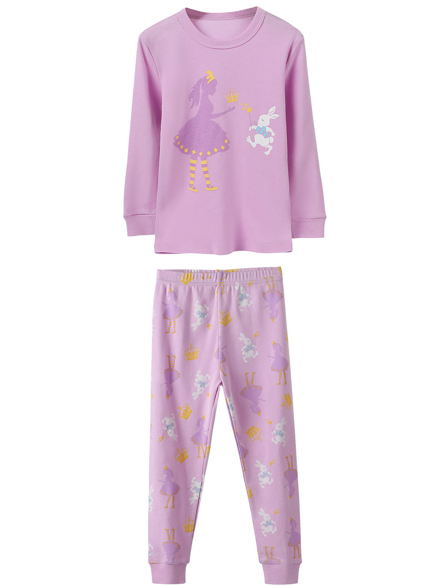 WIBACKER 2-7 Years Toddler and Little Girls' Long Sleeve Top and Pants Snug Fit 100% Cotton 2 ...