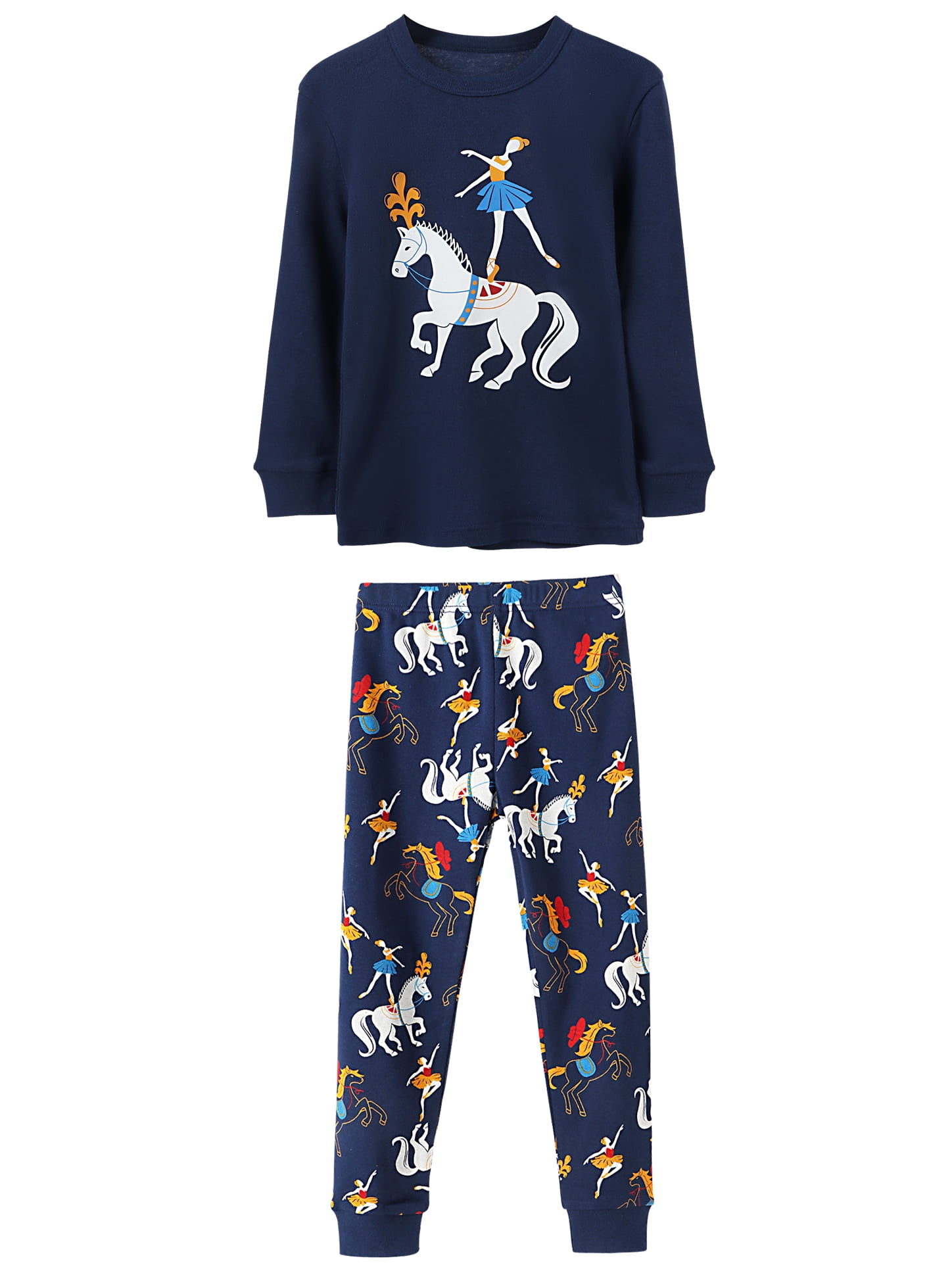 WIBACKER 2-7 Years Toddler and Little Girls' Long Sleeve Top and Pants Snug Fit 100% Cotton 2 ...