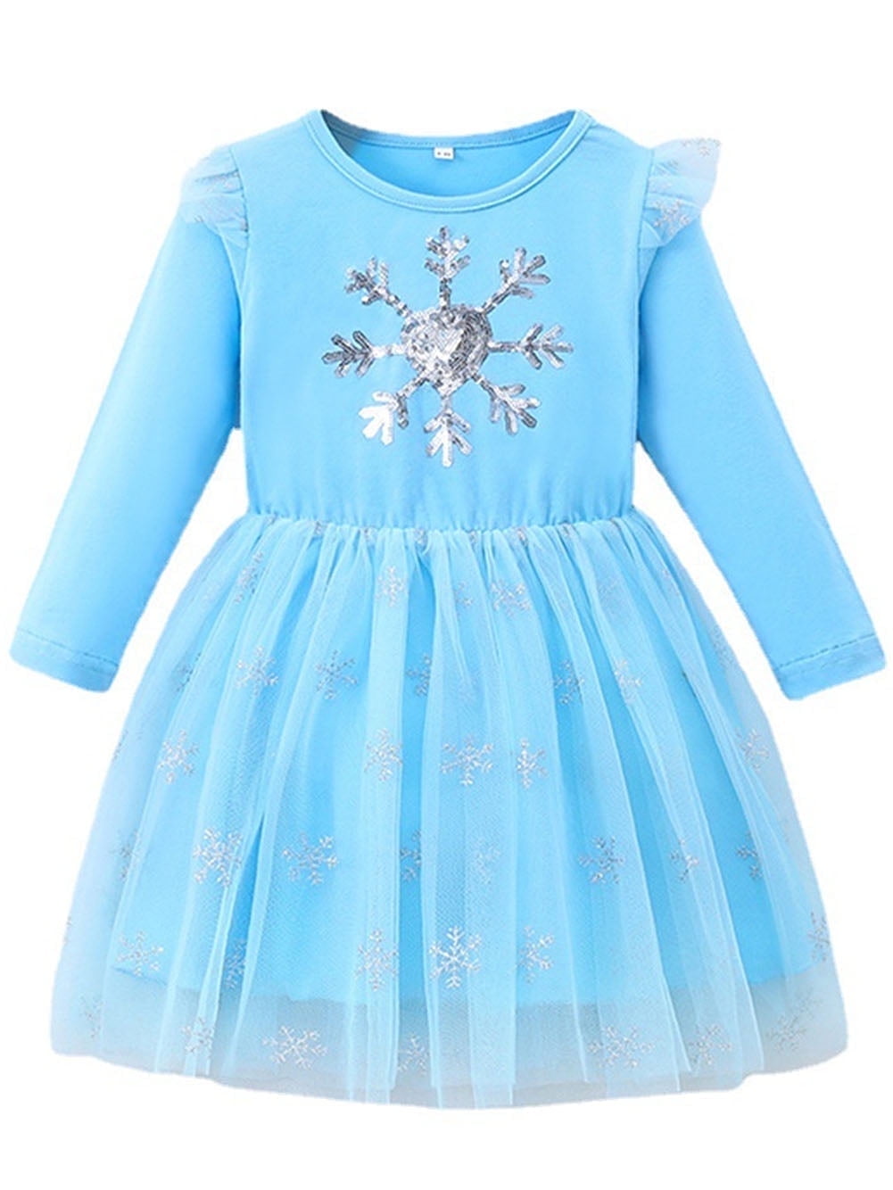 WIBACKER 2-7T Little Girls' Long Sleeve Tulle Dress Fall Winter ...