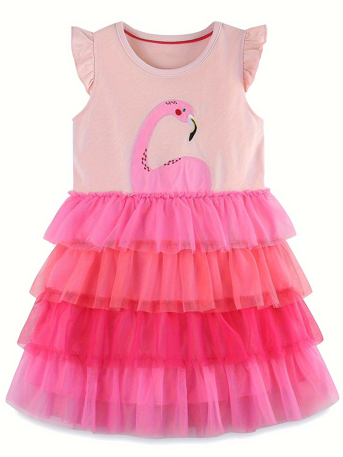 WIBACKER 2-7T Summer Toddler Girls Flamingo Tulle Dresses Sleeveless ...
