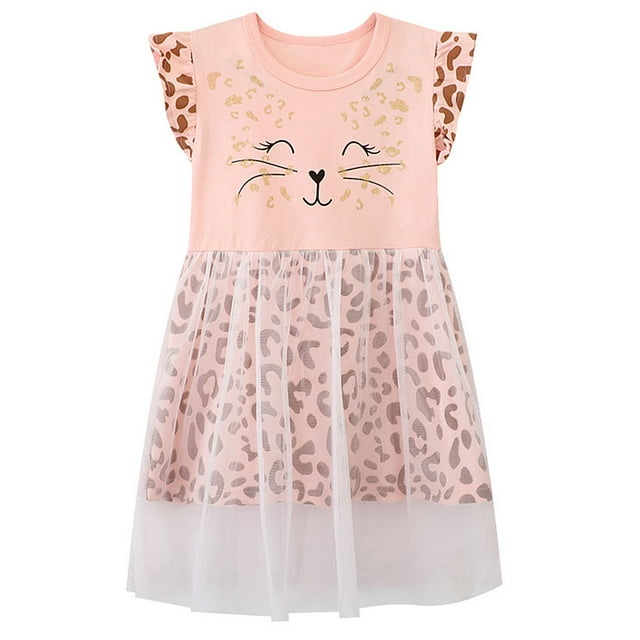 Wibacker 2-7t Toddler And Little Girls Cotton Tulle Skirt Dress Leopard