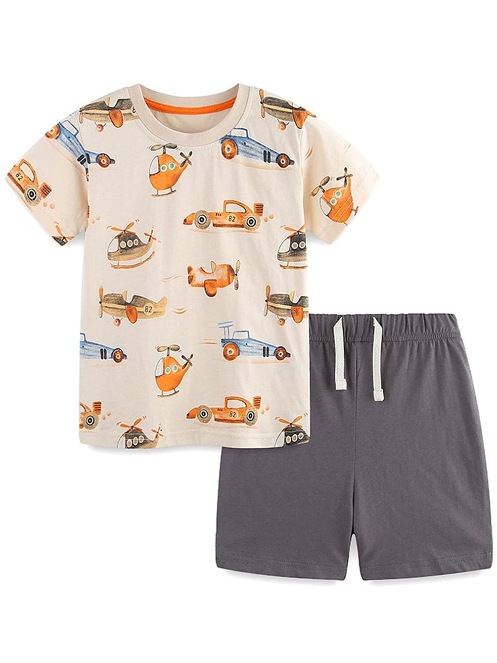 WIBACKER 2-7Y 100% Cotton Summer Pajamas for Toddler Boys 2 Piece Short ...