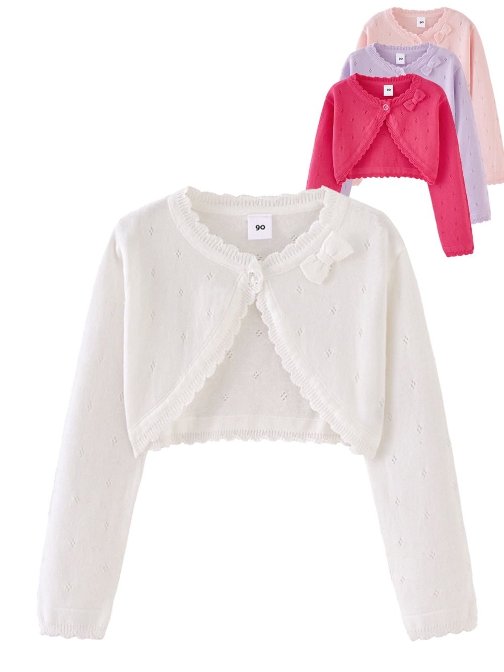 WIBACKER 2-8T Girl Long Sleeve Bow Bolero Cardigan Kids Front Open Knit ...