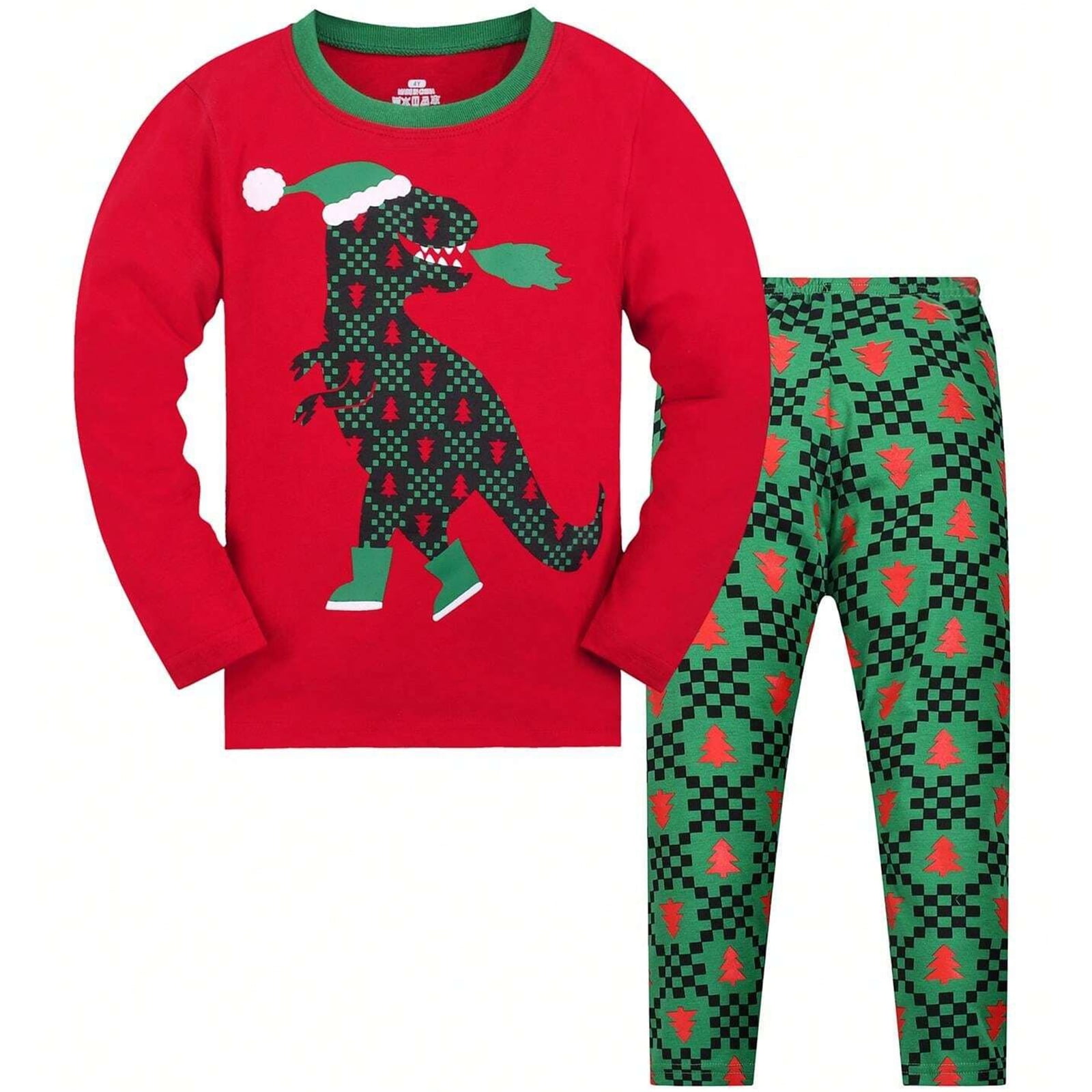 WIBACKER 2-9Y Little & Toddler Boys Girls Pajamas 2-Piece Cotton Long Sleeve & Pants PJ Set ...