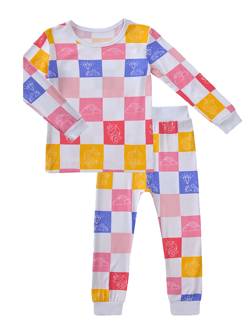 WIBACKER 2-Piece Bamboo Viscose Snug Fit Pajamas for Toddler Girls ...