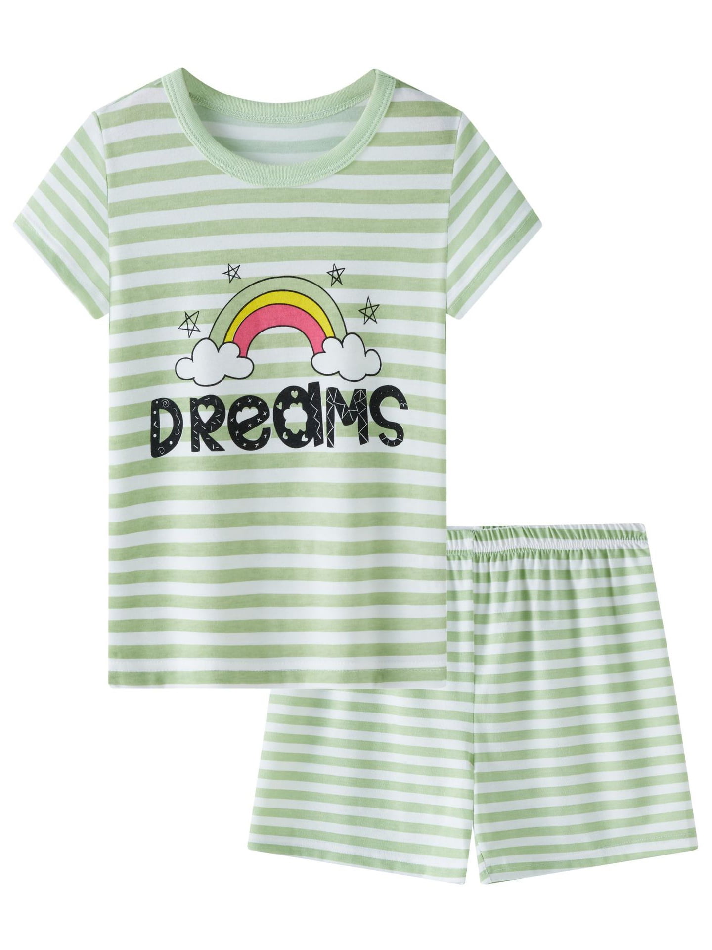 WIBACKER 3-10T Summer Short Sleeve Pajamas Set for Toddler Girls ...