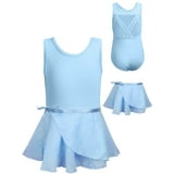 WIBACKER 3-10Y Kid Girls Sparkly Dance Leotard with Skirt Hi-Low Shiny ...