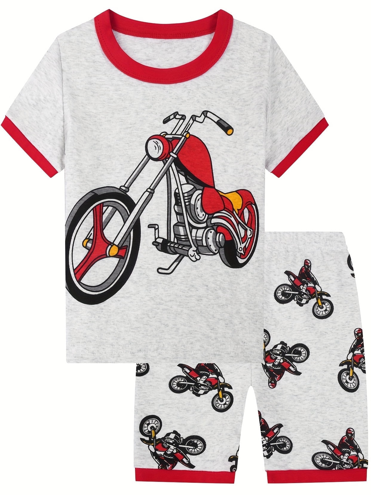 WIBACKER 3-12Y Big Boys 2-Piece Motorcycle Pajamas 100% Cotton ...